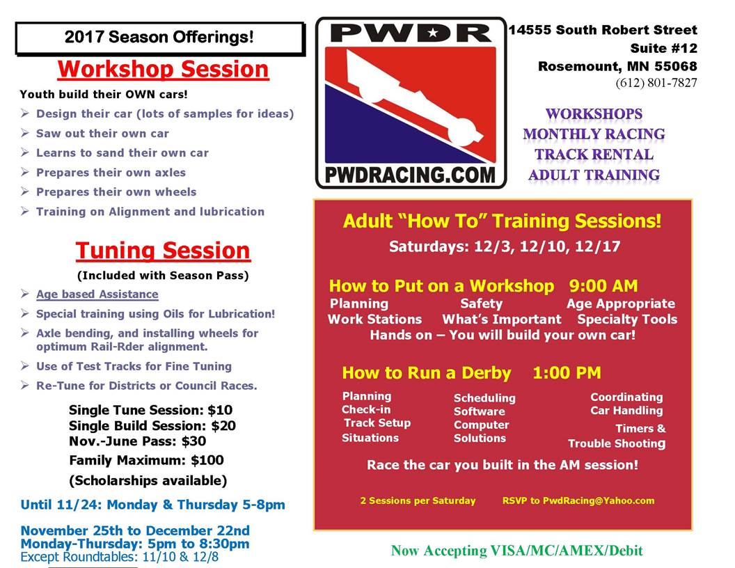 PwdRacing.com - Workshops - Monthly Racing - Track Rental